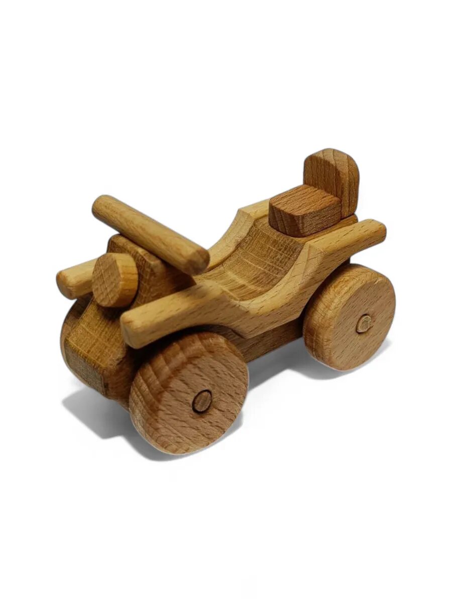 Игрушка деревянная Наследие "Квадроцикл", натуральный бук, вращение колес, коричневая