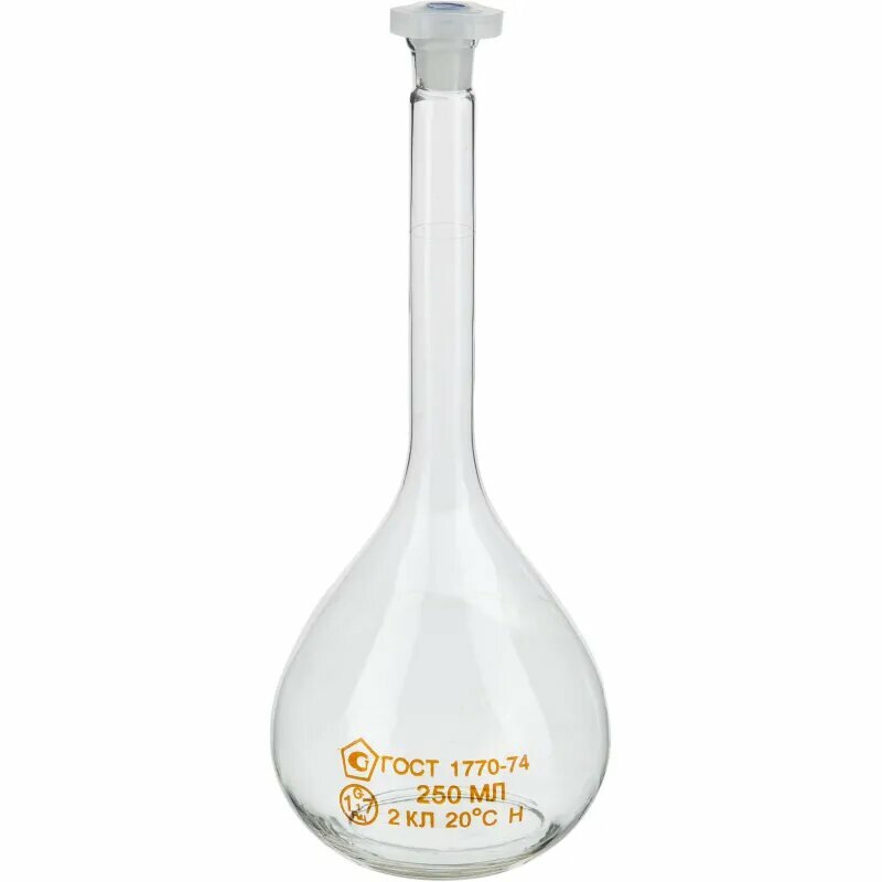 Колба мерная с пласт. пробкой 2-250 ПП, ГОСТ 1770-74, 1779276