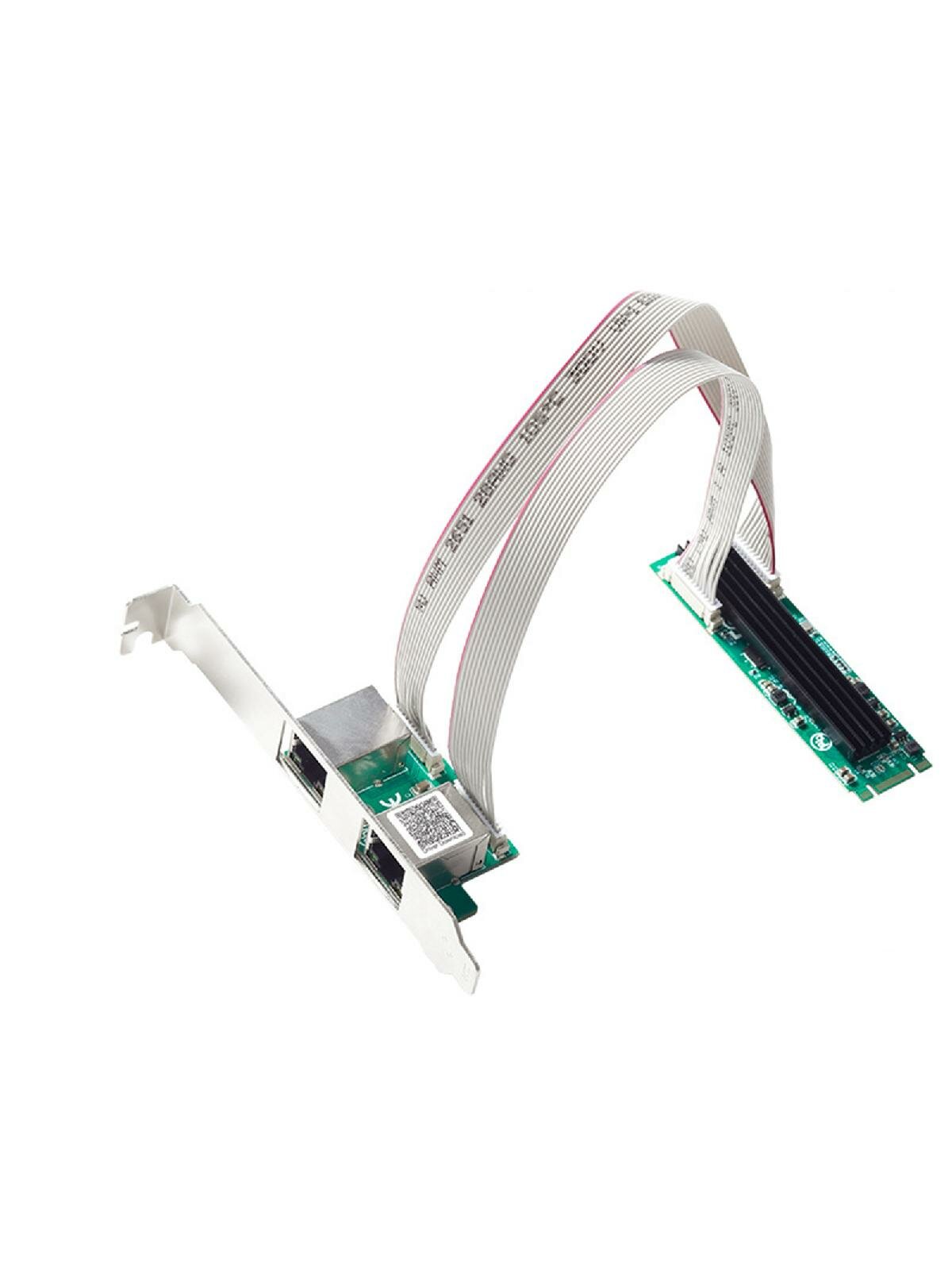 NetworkCard M.2 to 2 Port RJ45 2.5G Gigabit Ethernets Adapters 2500mbps M.2 22x80mm Size RTL8125B