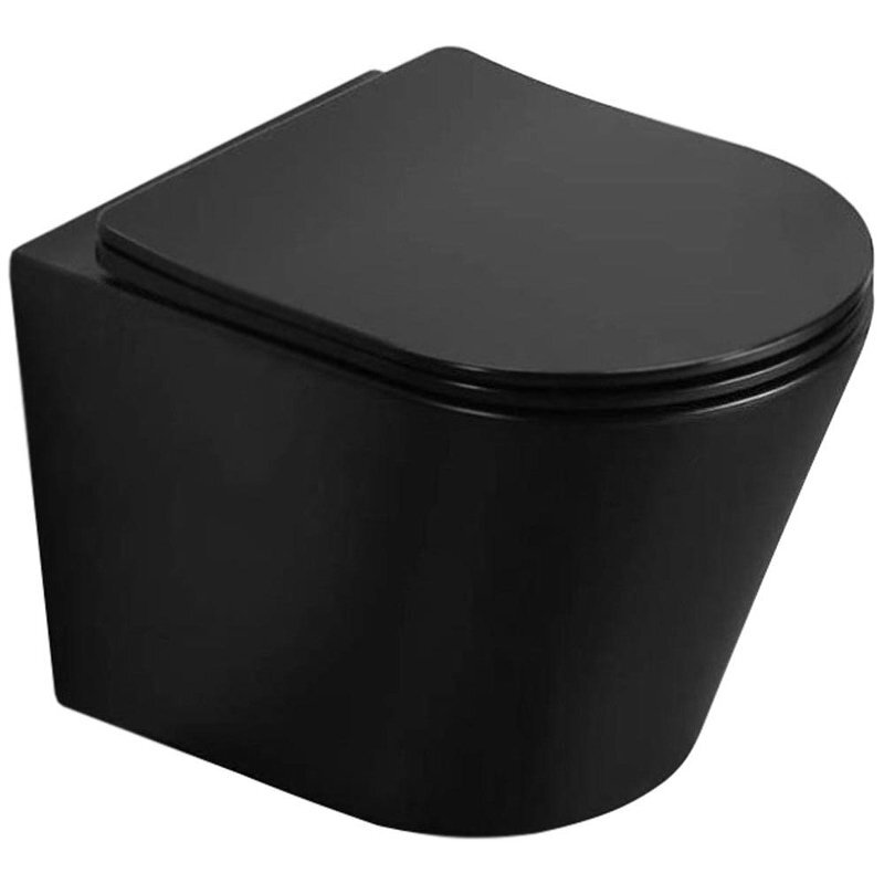Унитаз подвесной CeramaLux B2330-1MB черный матовый, безободковый, с крышкой микролифт