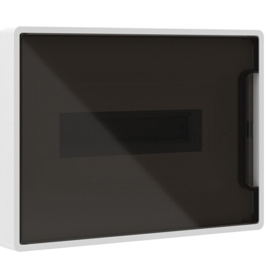 Щиток Dkc 12 мод настенный FRAME ЩРн-П-12, белый, с тонированной дверцей, с 2 шинами PEN на 6 и 8 отв, F12W1WD