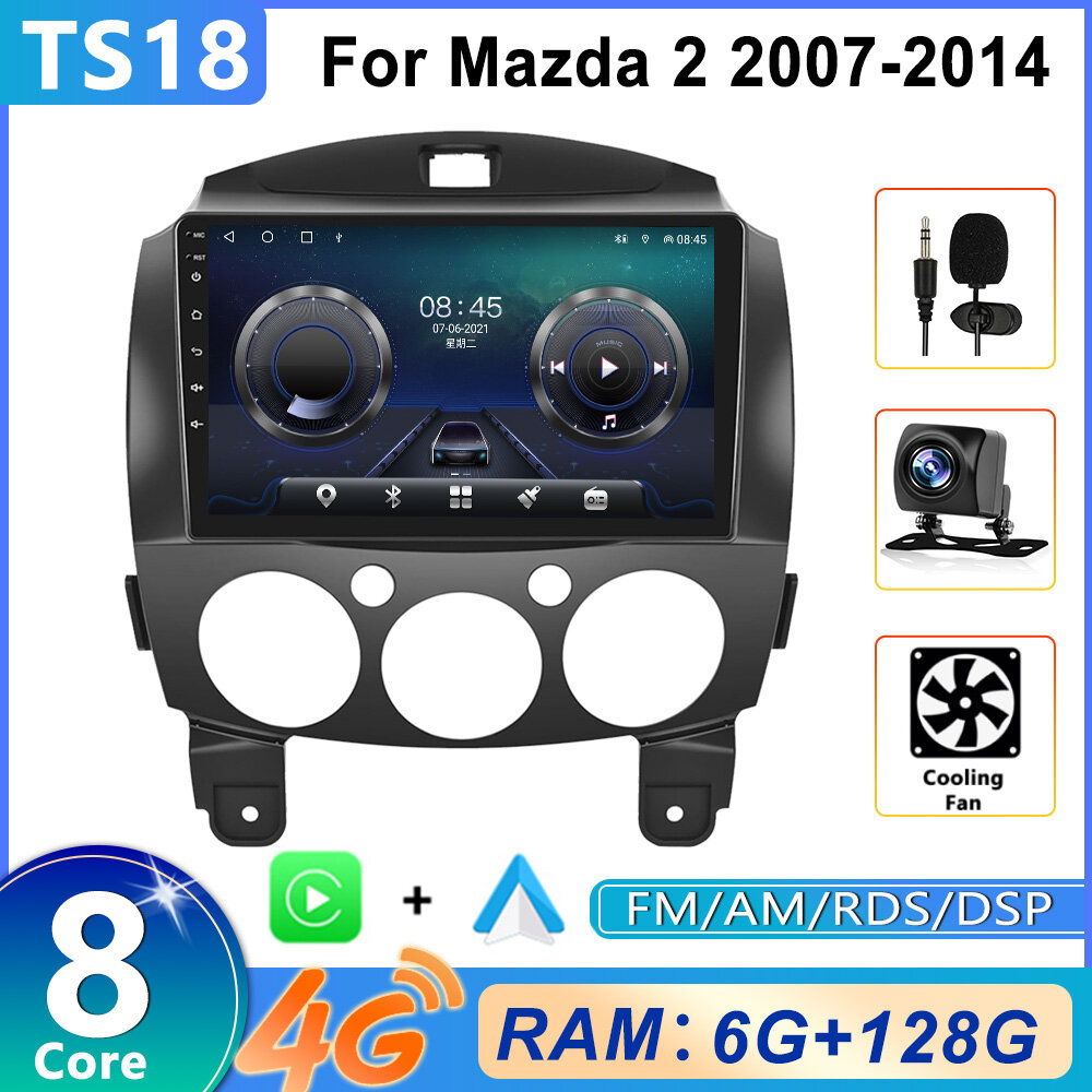 Магнитола для Mazda 2 2007-2014/ Автомагнитола Андроид Мазда 2 2007-2014