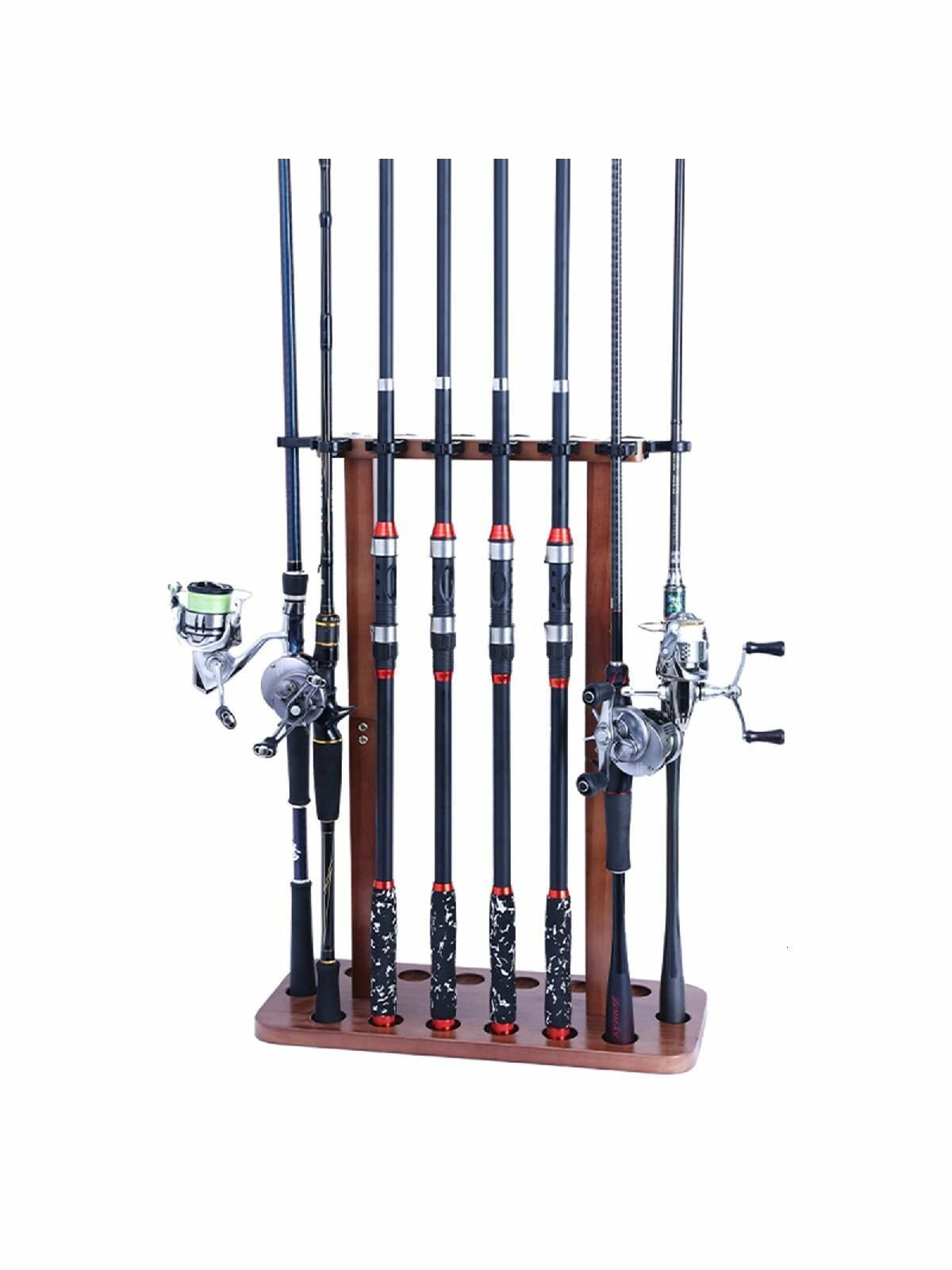 Аксессуары_оснасткадлярыбалки,8-позиционный напольный держатель для удочки из массива дерева -краска для ореха-14 позиций