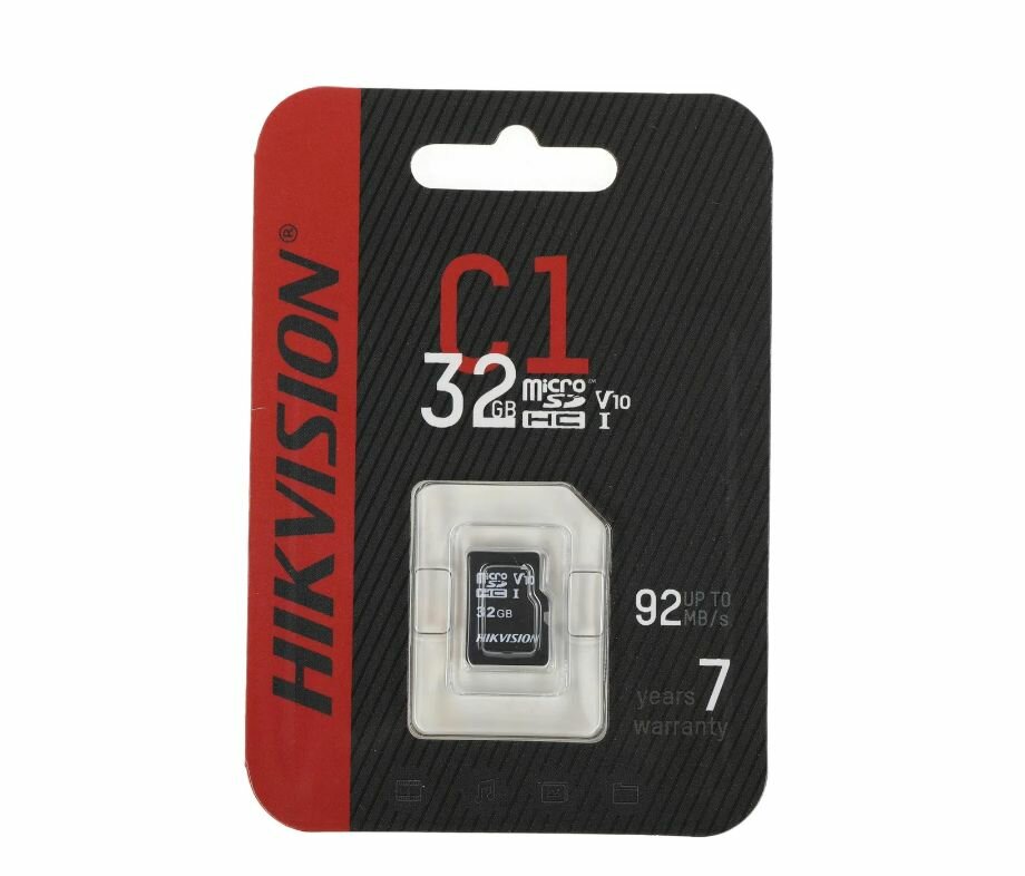 Карта памяти Hikvision HS TF C1(STD) ZAZ01X00 OD microSDHC 32 ГБ (HS TF C1(STD) ZAZ01X00 OD) - Class 10, UHS_I U1, запись - 15 Мбайт/сек, чтение - 92 Мбайт/сек