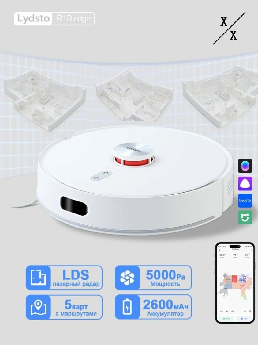 Lydsto R1D Edge white Mijia Робот пылесос моющий для дома Mi home