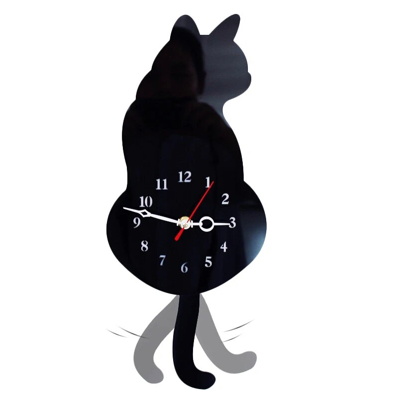 Настенные часы с котом ACRDDK, Черный