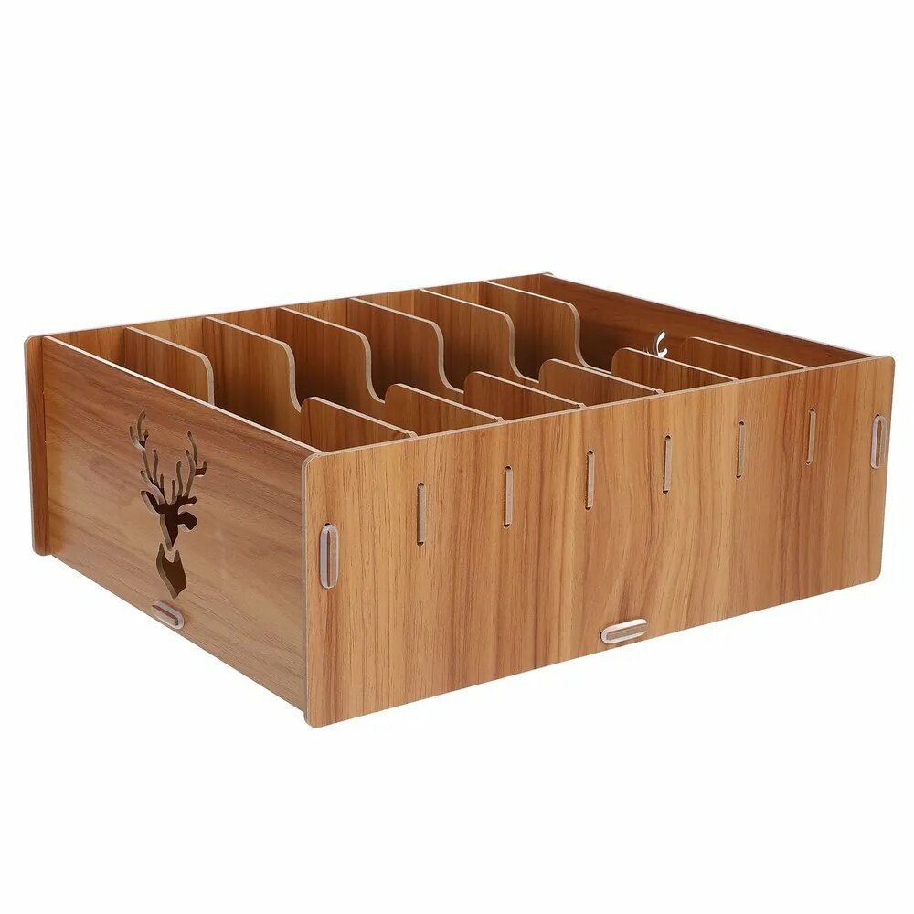 Настольный Органайзер Для Хранения Документов Из Дерева Коричневого Цвета С Возможностью Сортировки Почты И Управления Квитанциями 1 Комплект