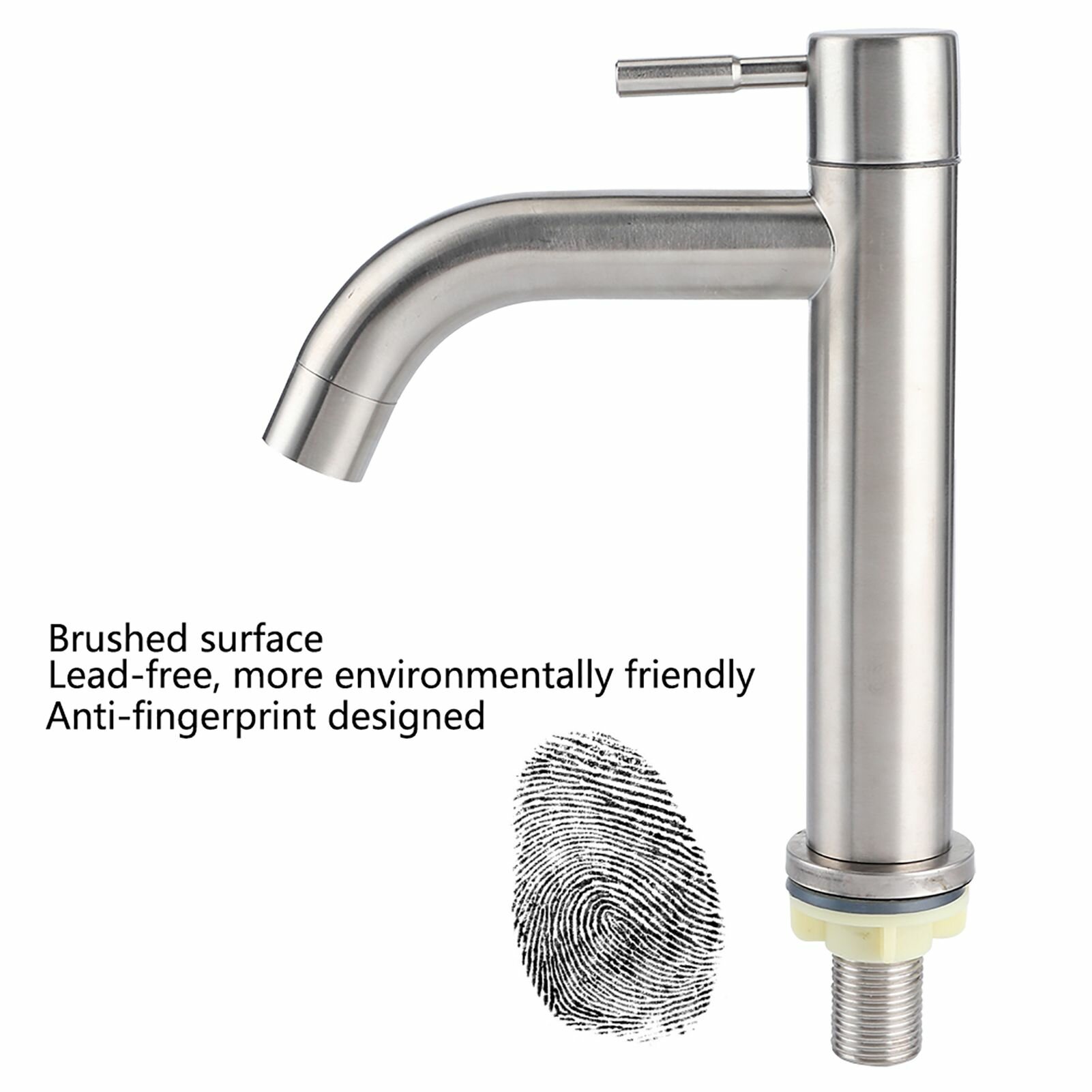 G1/2 Матовый одинарный кран для холодной воды из нержавеющей стали, смеситель для умывальника, аксессуар для ванной комнаты, цилиндр, одинарный кран для холодной воды (без трубки)