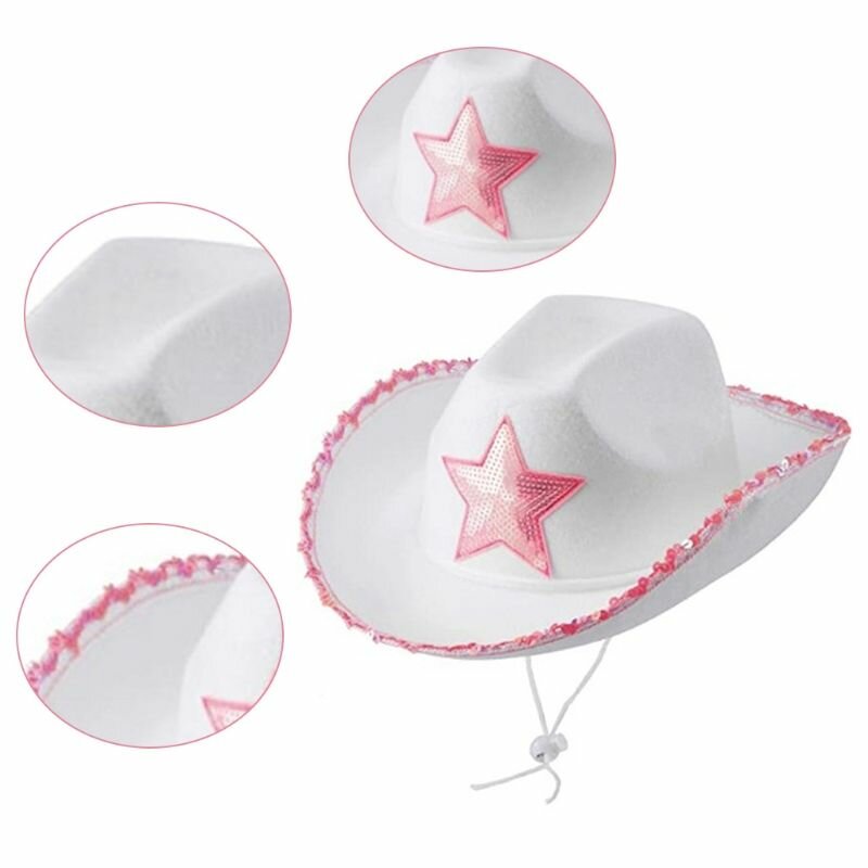 Дик уайт в Западной Ковбойской Шляпе С Блестками и Звездой