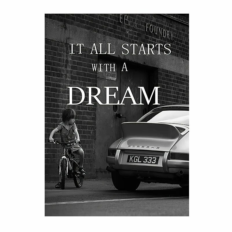 Настенные плакаты WJWANG "It All Starts With A Dream", 70x100 cm No Frame, Белый