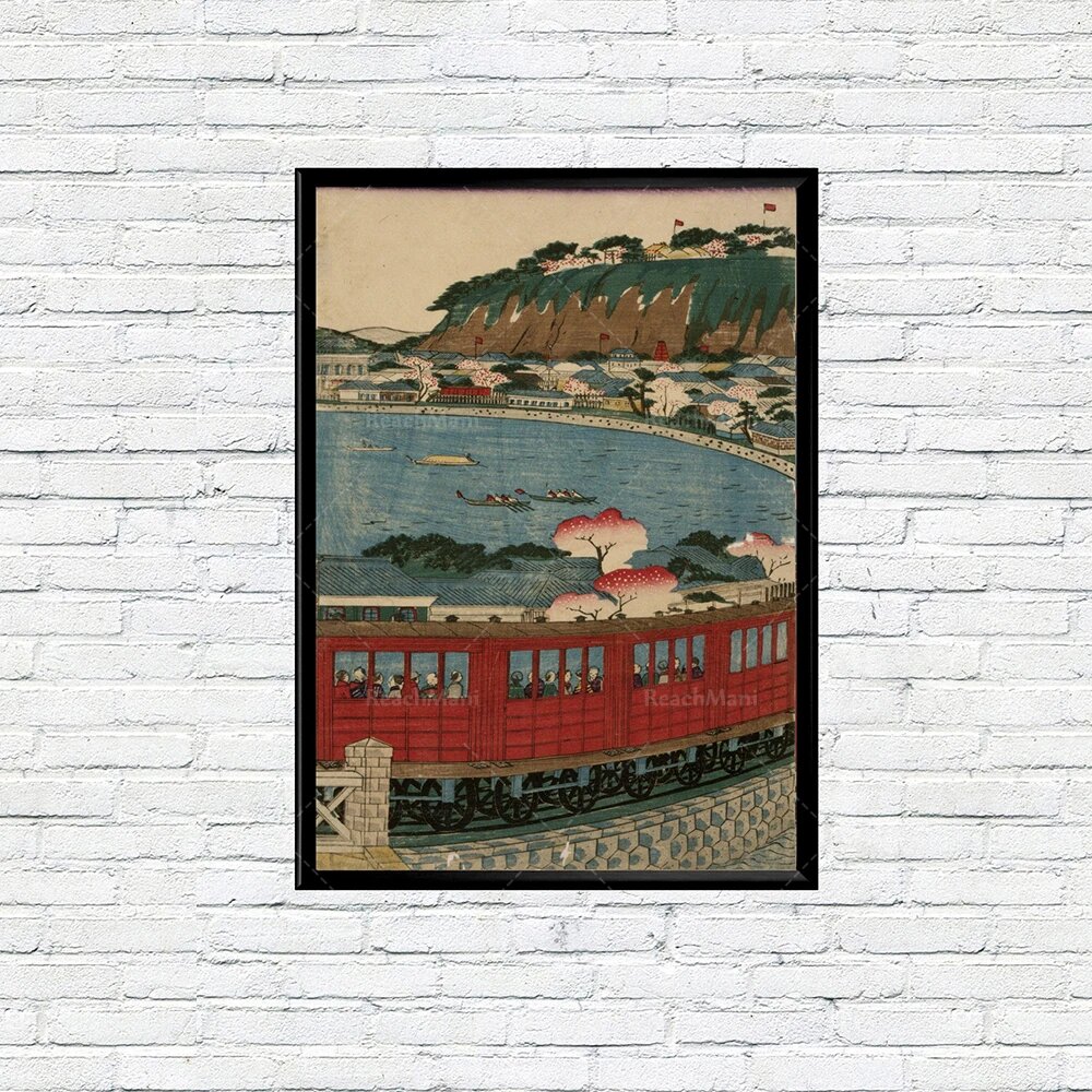 Печать на холсте ReachMani Триптих японских поездов, 1, 40x60cm Canvas