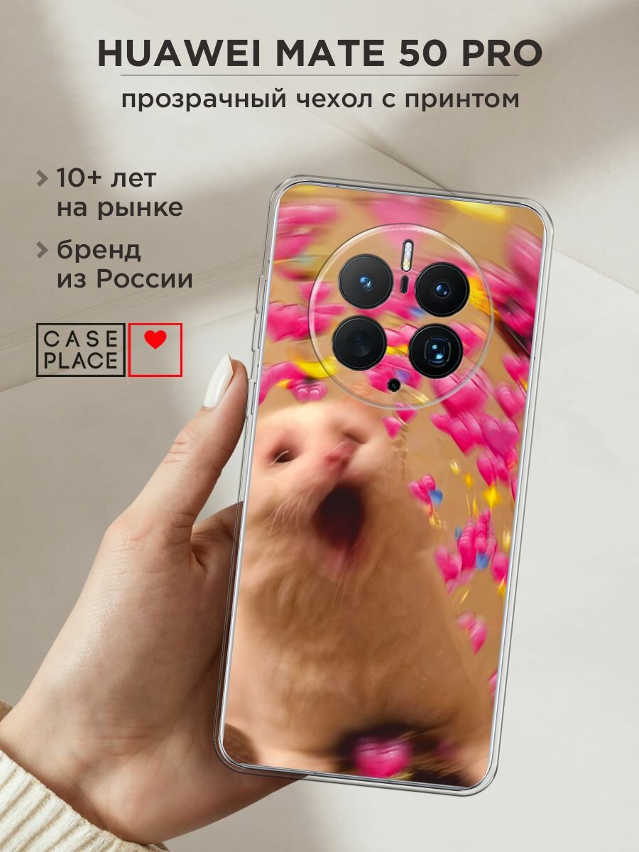 Чехол на Huawei Mate 50 Pro / Хуавей Мате 50 Про с принтом "Любвеобильный котик - 14 февраля"