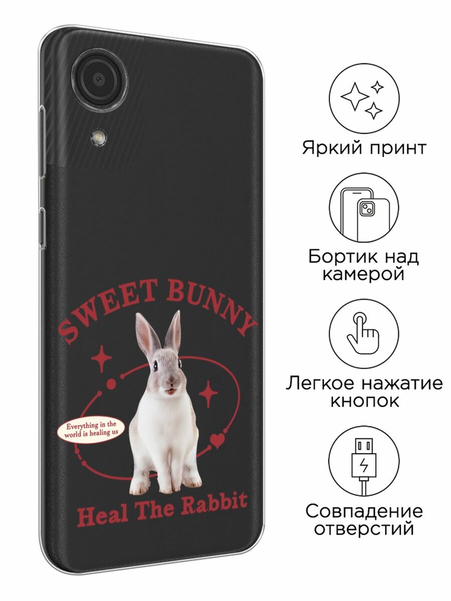 Чехол на Samsung Galaxy A03 Core / Самсунг Галакси А03 Core с принтом "Heal the rabbit", прозрачный — фото 1