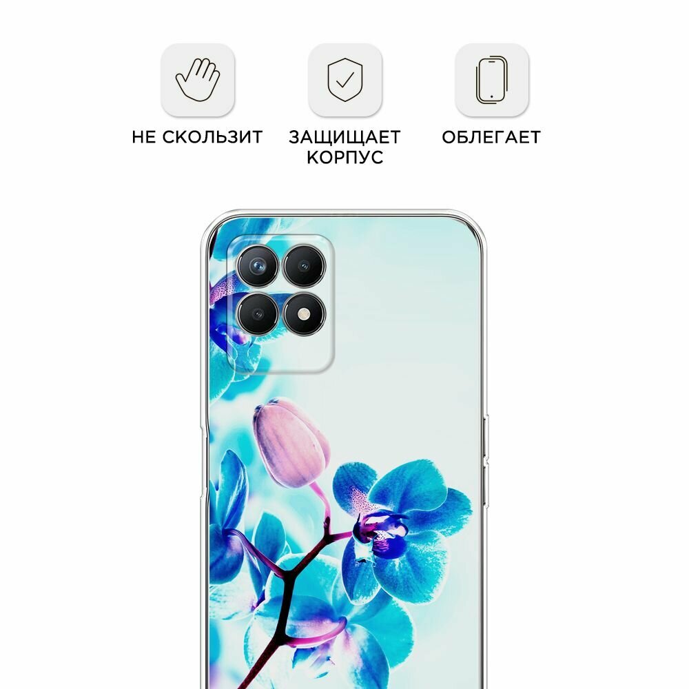 Силиконовый чехол на Realme 8i / Реалми 8i с принтом "Голубая орхидея" — фото 1