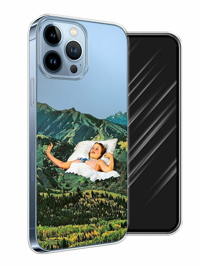 Чехол на Apple iPhone 13 Pro Max / Айфон 13 Про Макс с принтом Good morning, my darling, прозрачный