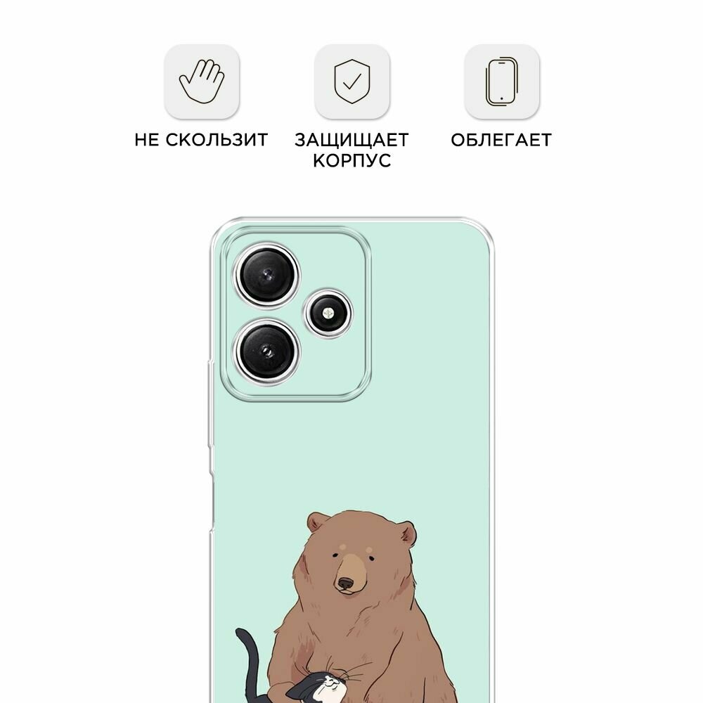Чехол на Xiaomi Redmi 12 5G / Сяоми Редми 12 5G с принтом "Медведь и кошка дружба" — фото 1
