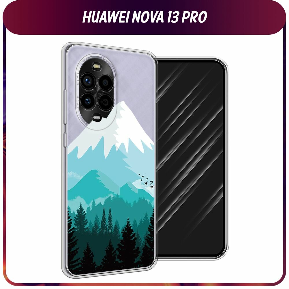 Чехол на Huawei Nova 13 Pro / Хуавей Нова 13 Про с принтом "Синяя снежная гора", прозрачный