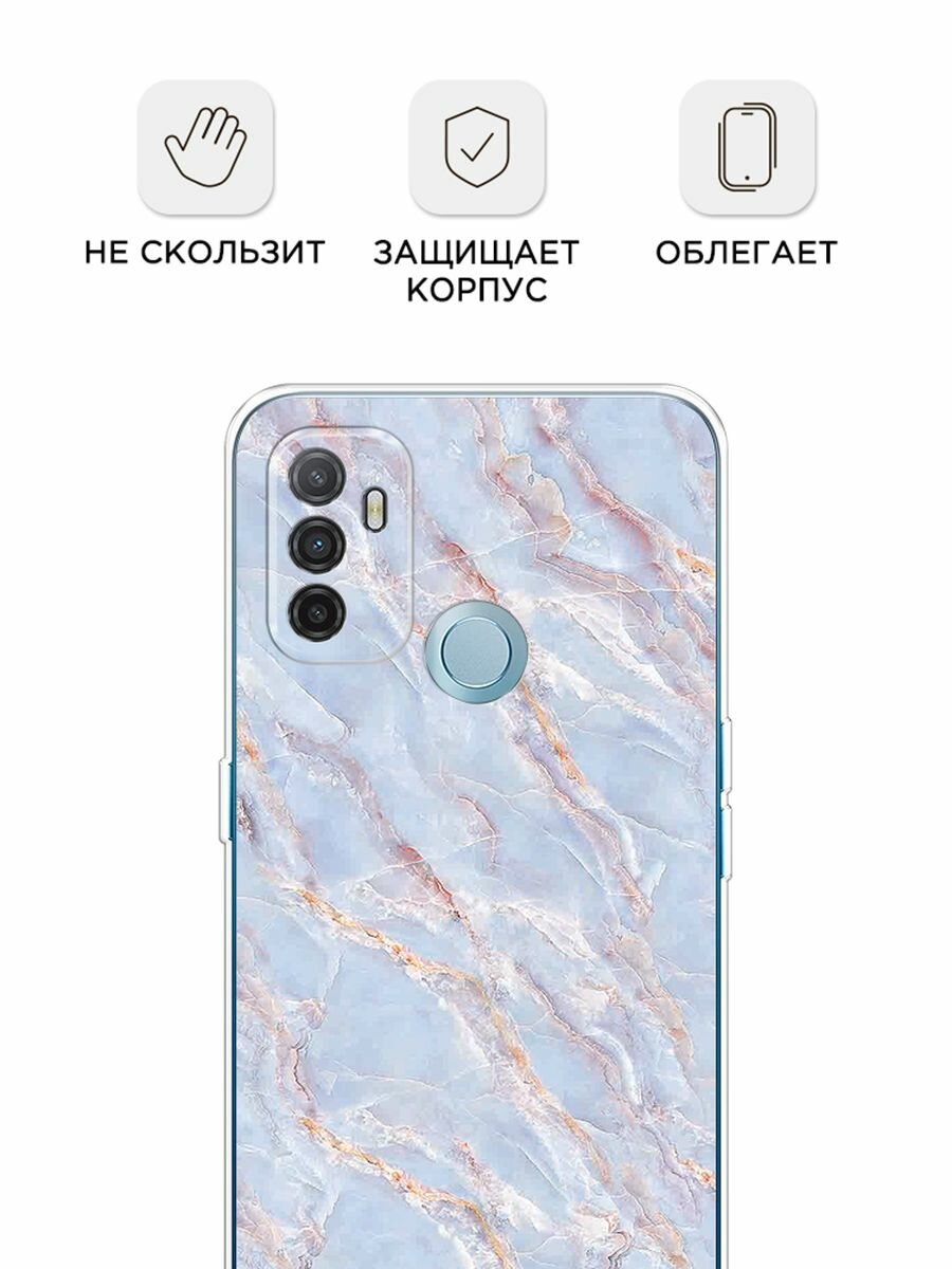 Силиконовый чехол на Oppo A53 / Оппо А53 с принтом "Сиреневый мрамор" — фото 1