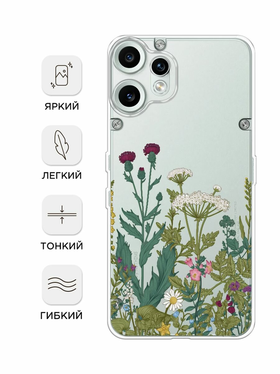 Чехол на CMF Phone 2 Pro / CMF Фон 2 Про с принтом "Дикие полевые цветы", прозрачный — фото 1