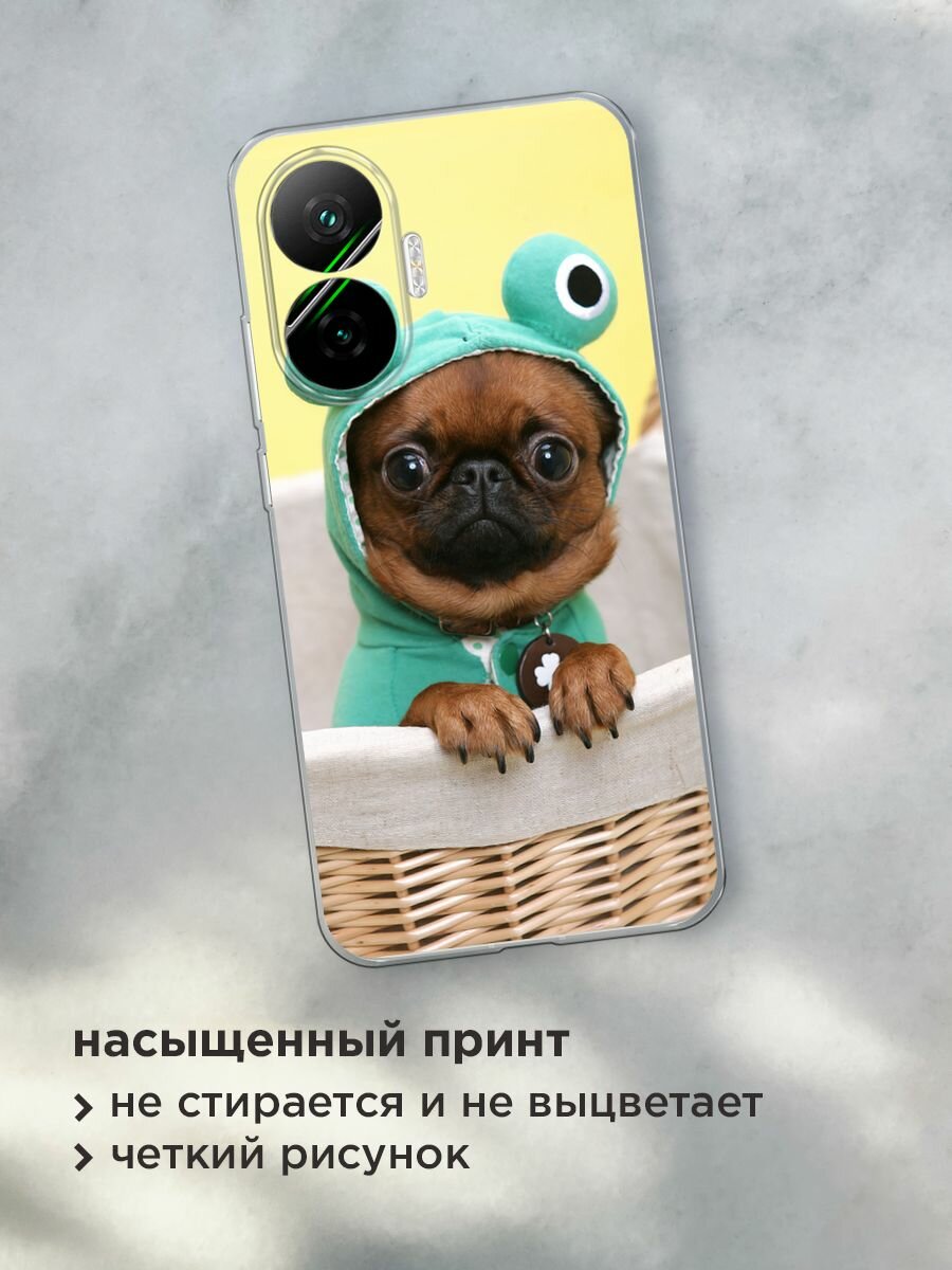 Чехол на Poco F7 / Поко F7 с принтом "Собачка в шапке лягушки" — фото 1