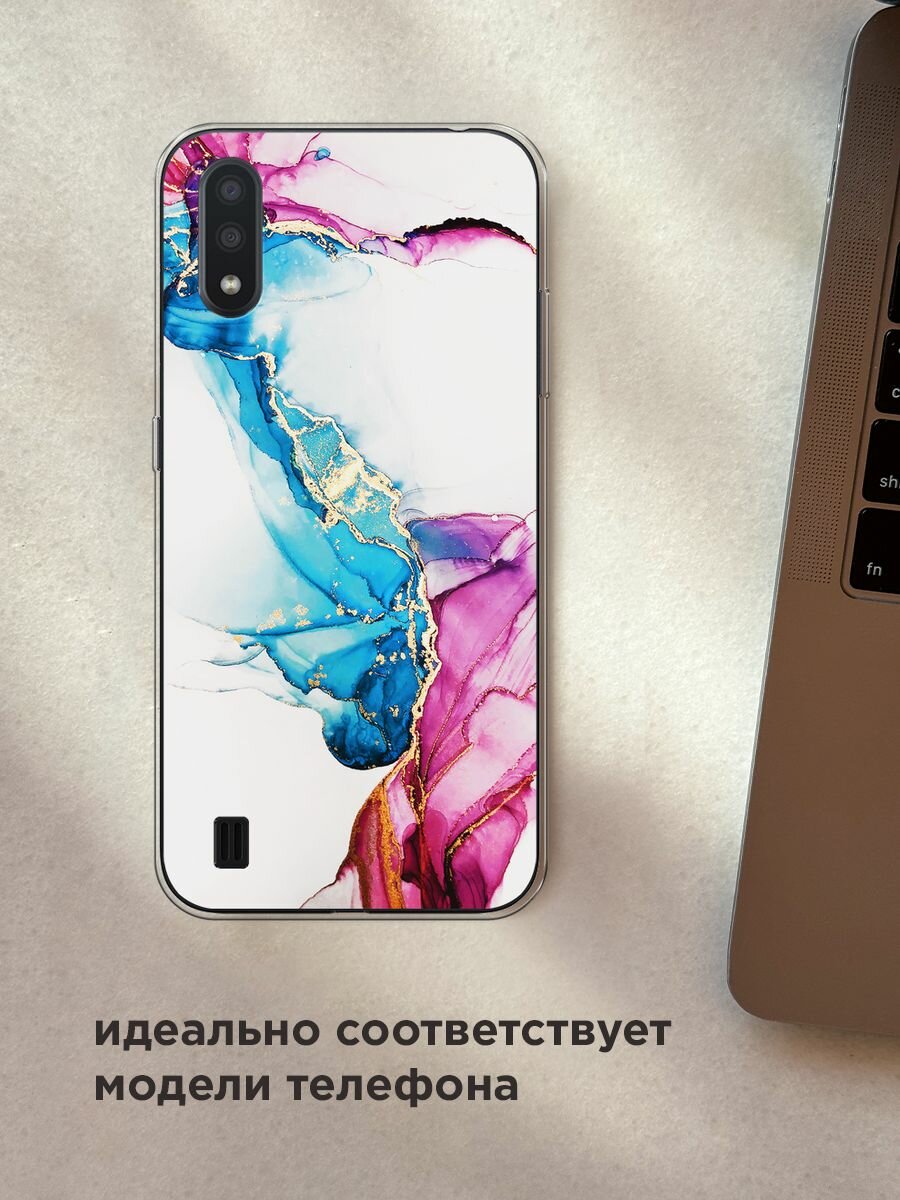 Чехол на Samsung Galaxy A01 / Самсунг Гэлакси А01 с принтом "Розовые разводы рисунок" — фото 1
