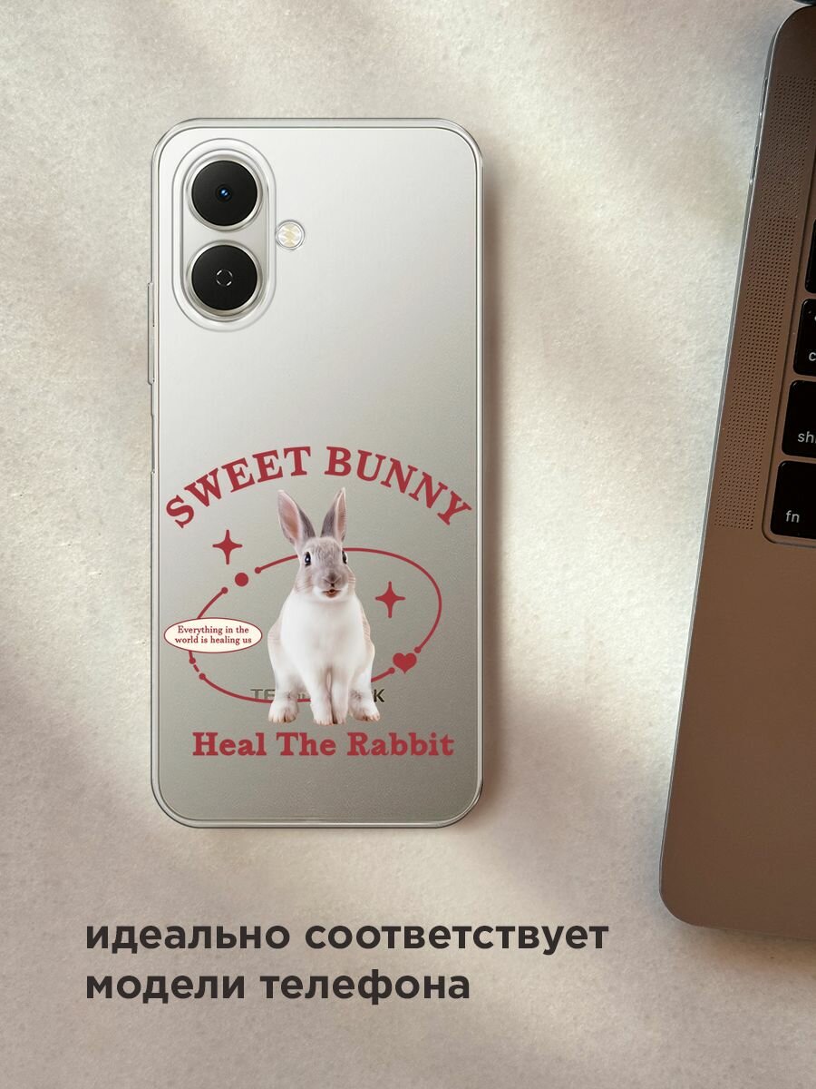 Чехол на Tecno Spark Go 2 / Текно Спарк Го 2 с принтом "Heal the rabbit", прозрачный — фото 1