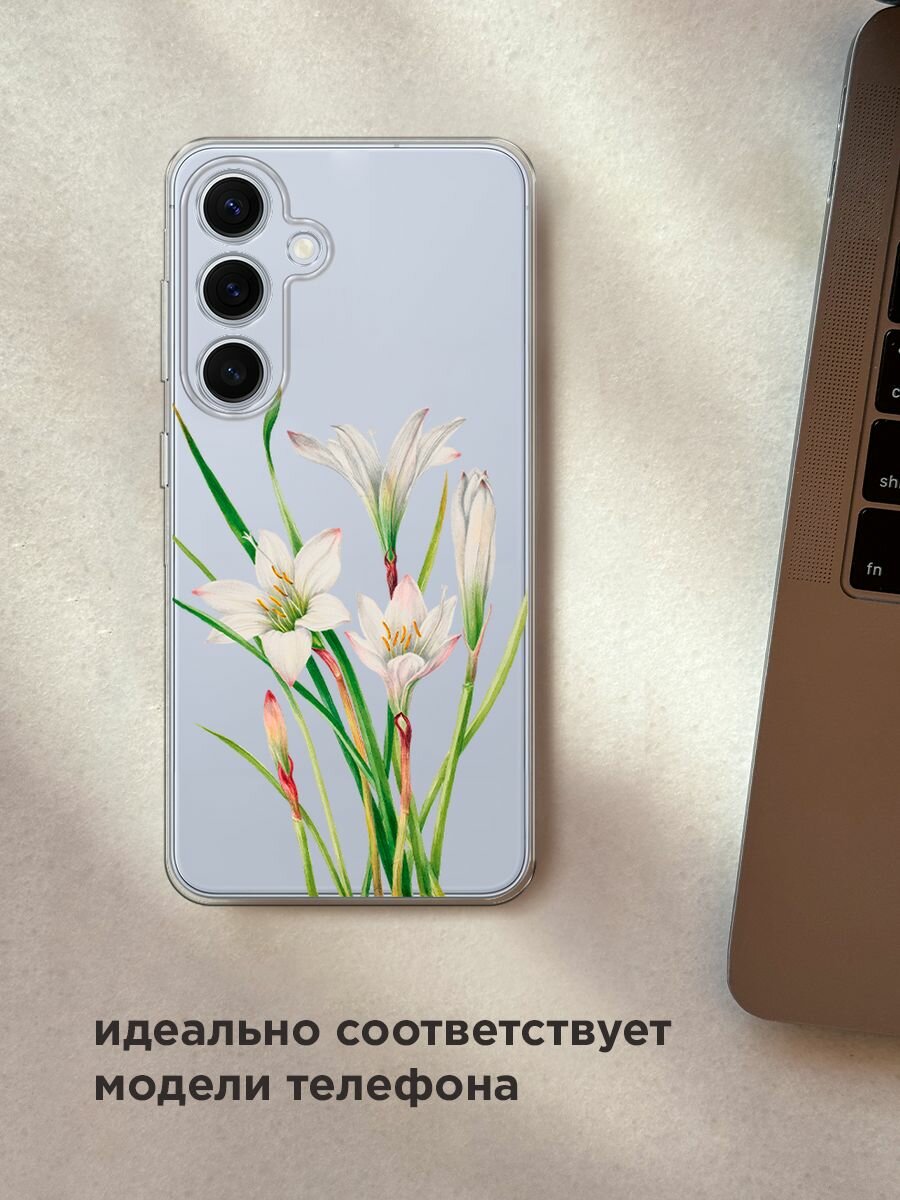 Чехол на Samsung Galaxy S24 FE 5G / Самсунг S24 FE с принтом "White lily", прозрачный — фото 1