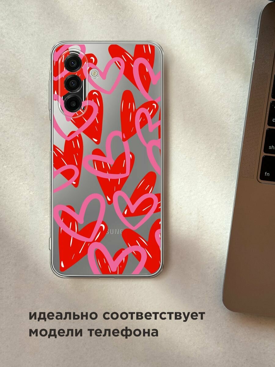 Чехол на Samsung Galaxy A17/A18 / Самсунг А17/А18 с принтом "Hearts doodles - 14 февраля", прозрачный — фото 1