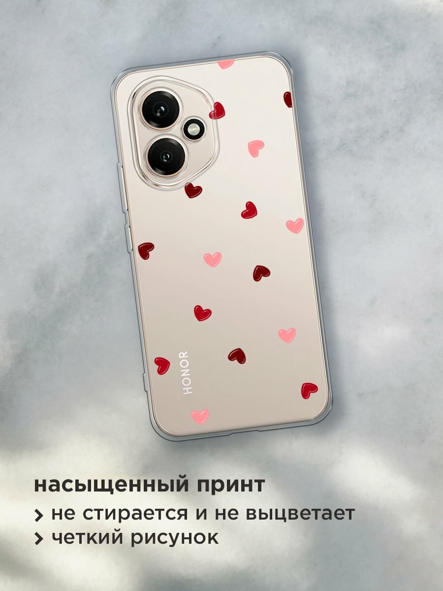 Чехол на Honor 400 / Хонор 400 с принтом "Бордовые сердечки 2" — фото 1
