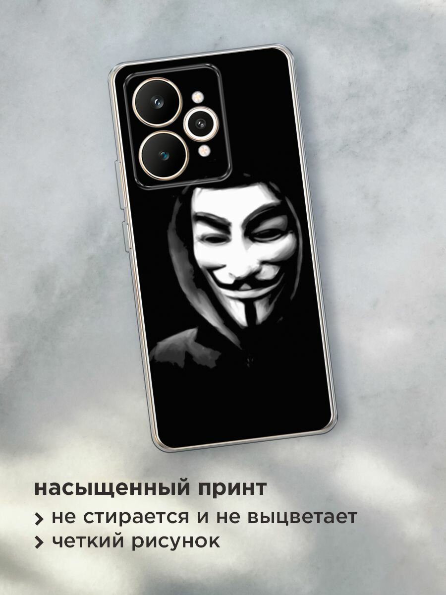Силиконовый чехол на Realme 15 / Реалми 15 с принтом "Анонимус" — фото 1