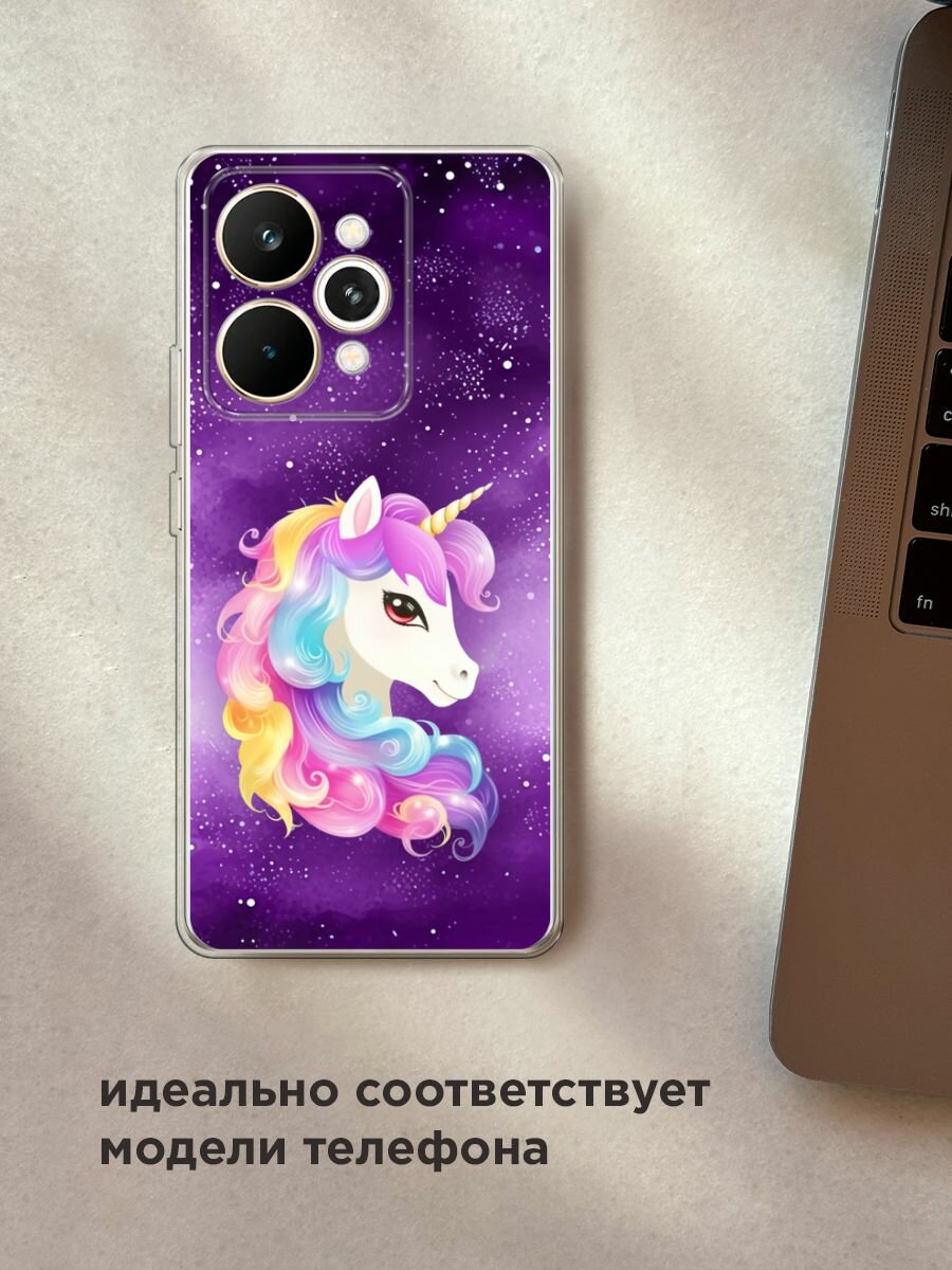 Чехол на Realme 15 Pro / Реалми 15 Про с принтом "Кудрявый единорог" — фото 1