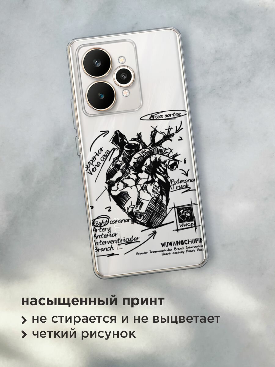 Чехол на Realme 15 / Реалми 15 с принтом "Анатомическое сердце 2", прозрачный — фото 1