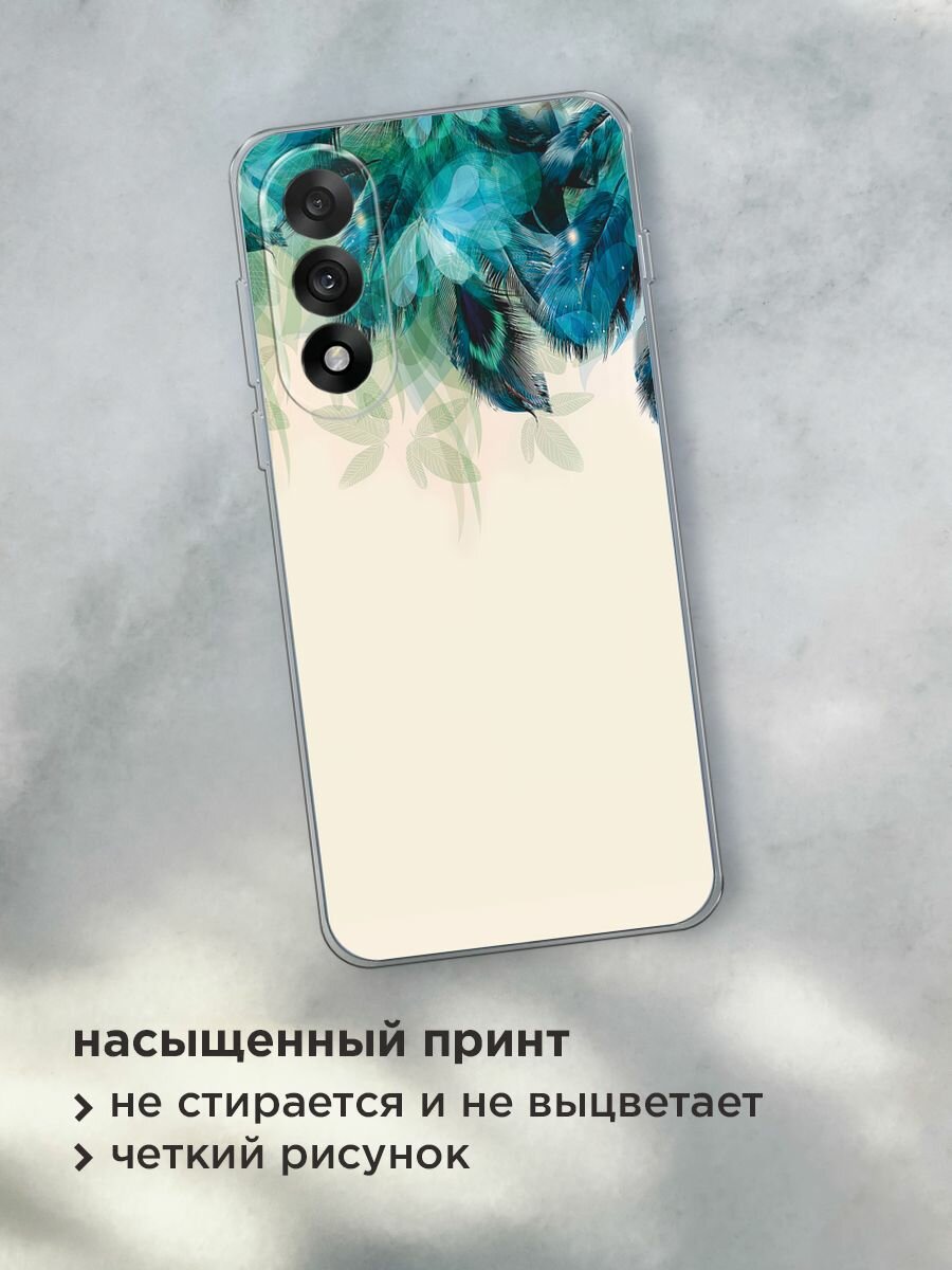 Чехол на OnePlus Nord 5 / Ван Плас Норд 5 с принтом Перья голубого цвета — фото 1