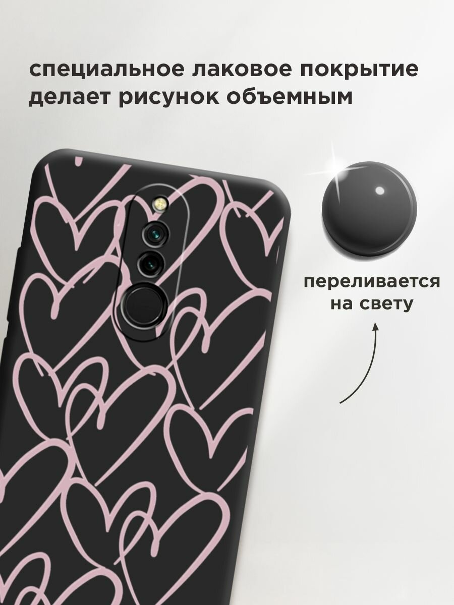 Чехол на Xiaomi Redmi 8 / Редми 8 с принтом "Hearts doodle pink 1" — фото 1