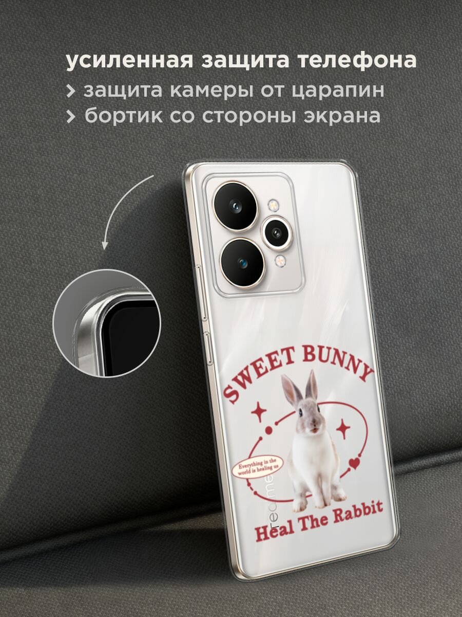 Чехол на Realme 15 / Реалми 15 с принтом "Heal the rabbit", прозрачный — фото 1