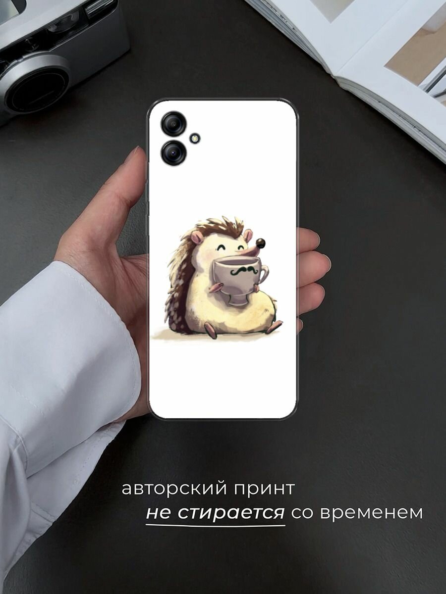 Чехол на Samsung Galaxy A04e / Самсунг A04e с принтом "Еж кофеман" — фото 1