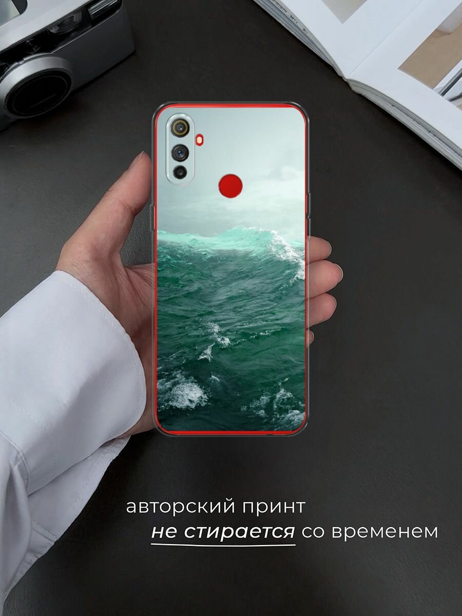 Силиконовый чехол на Realme C3 / Реалми C3 с принтом "Волны 12" — фото 1