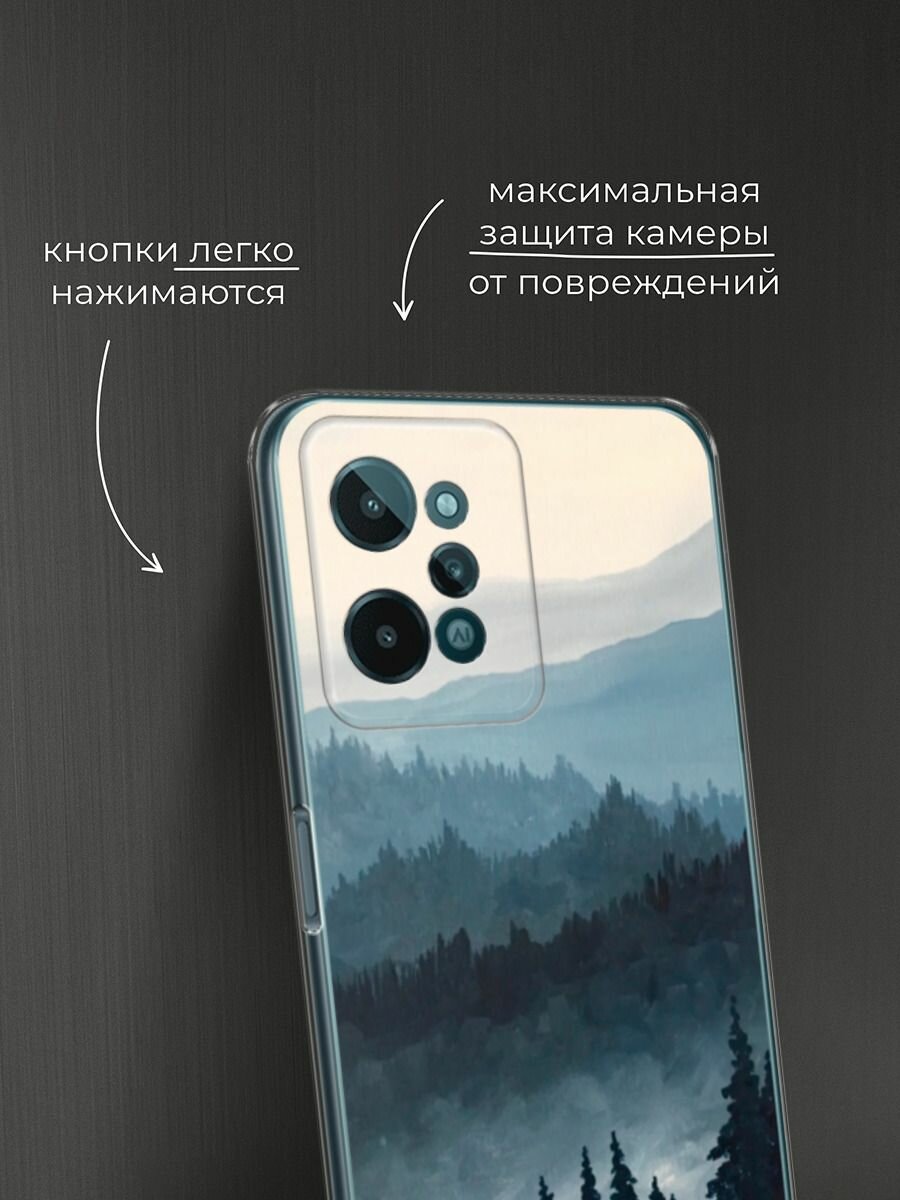 Силиконовый чехол на Realme C31 / Реалми C31 с принтом "Туманные горы" — фото 1