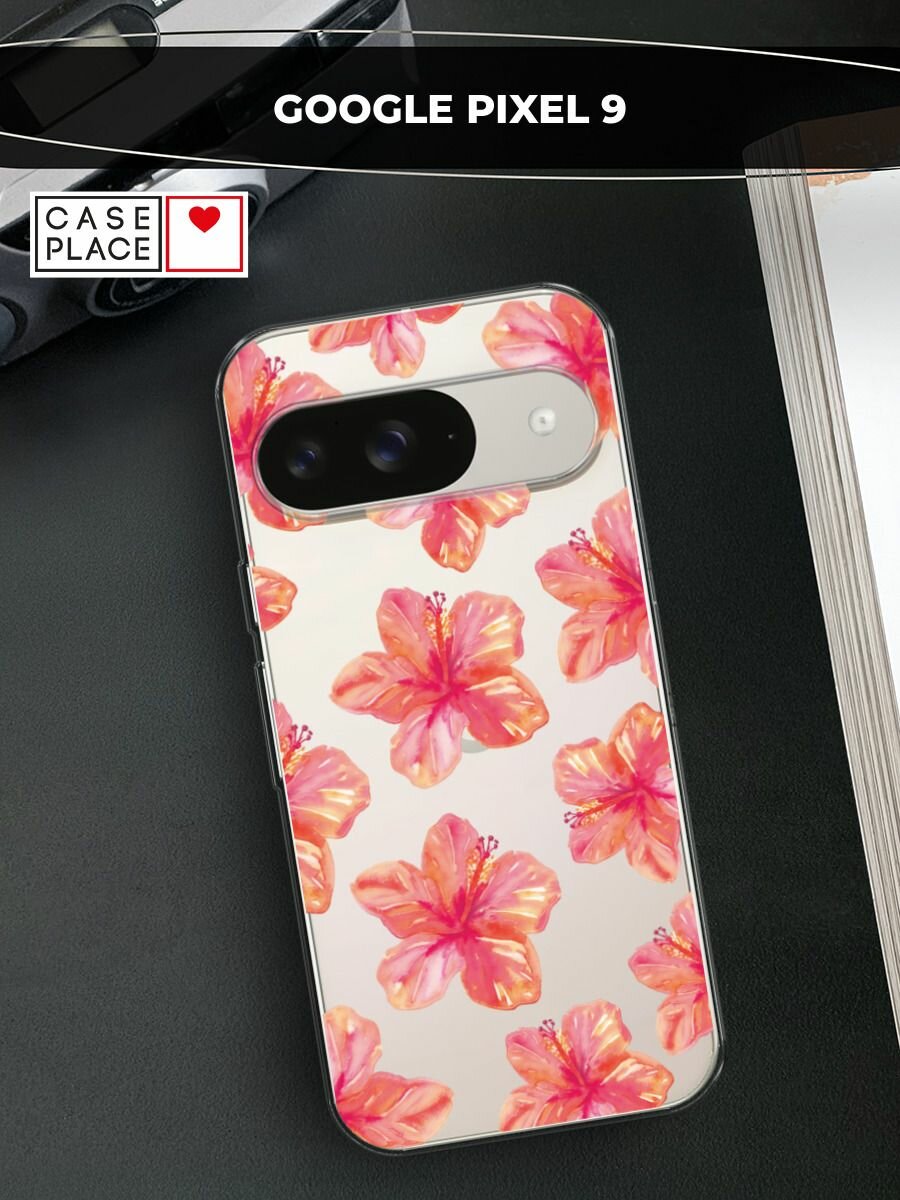 Чехол на Google Pixel 9 / Гугл Пиксель 9 с принтом "Pink flowers"