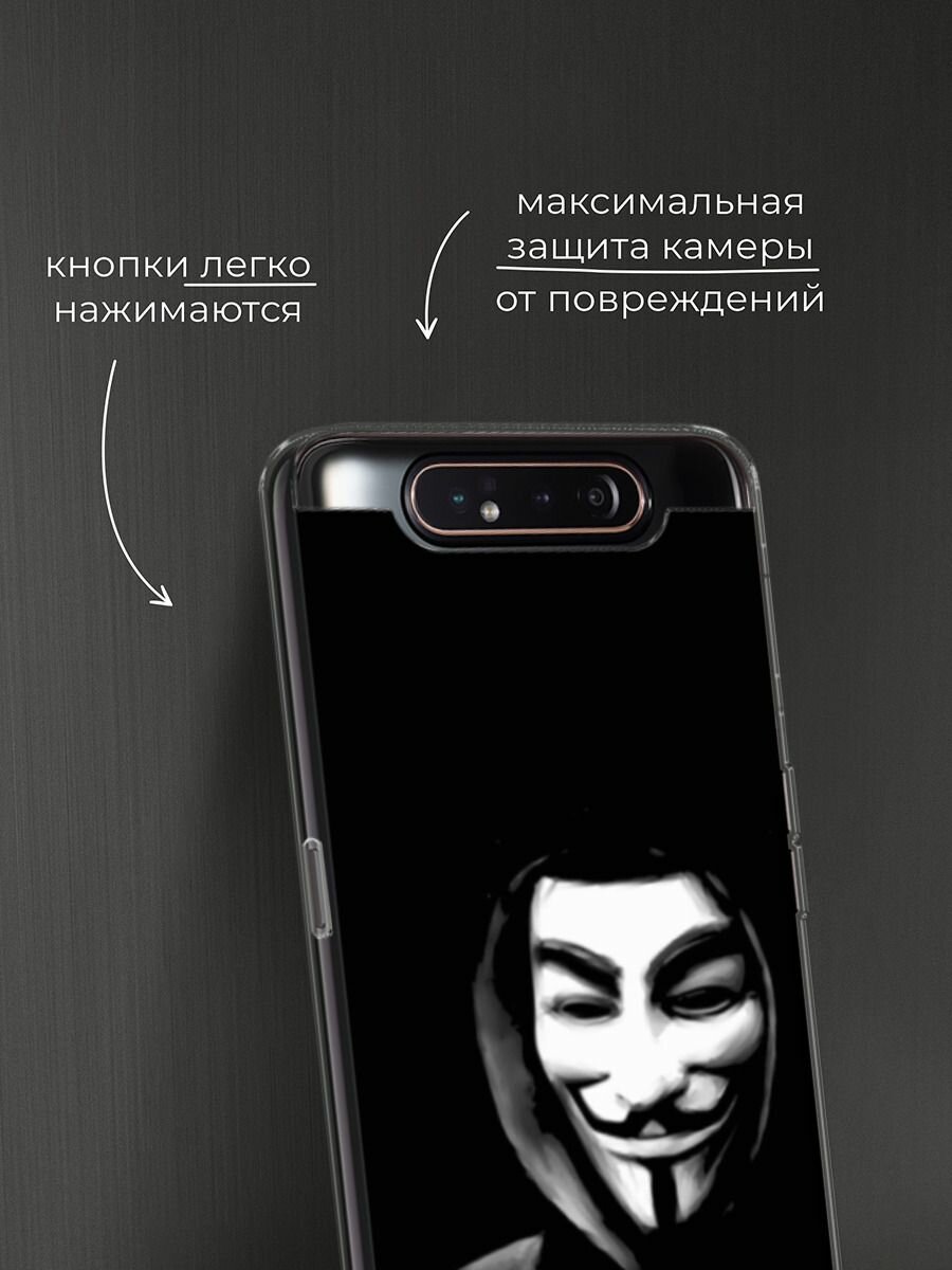 Чехол на Samsung Galaxy A80 / Самсунг Гэлакси A80 с принтом "Анонимус" — фото 1