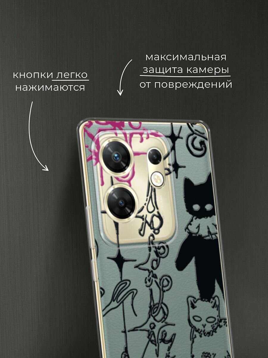 Чехол на Infinix Zero 30 4G / Инфиникс Зеро 30 4G с принтом "Готические котики" — фото 1
