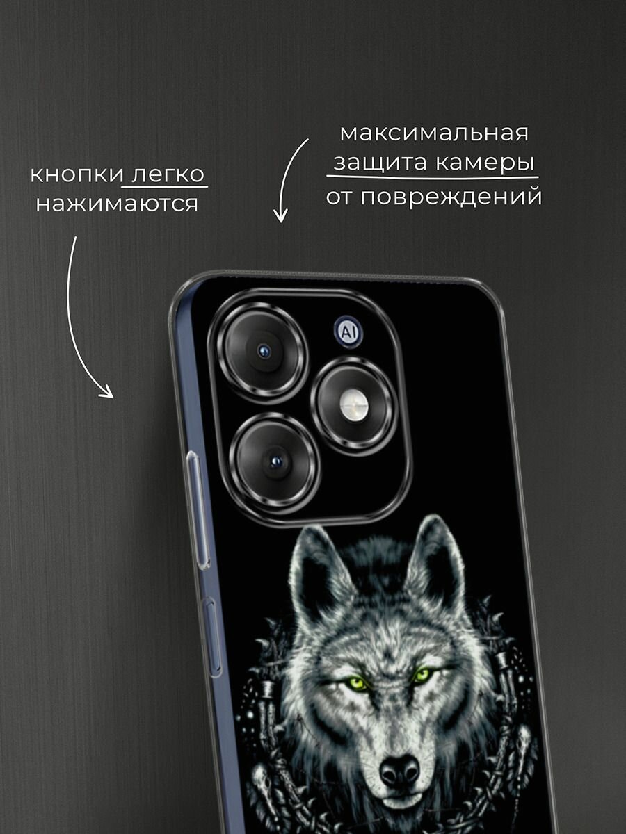 Силиконовый чехол на Itel A70 / Ител А70 с принтом "Волк оберег" — фото 1