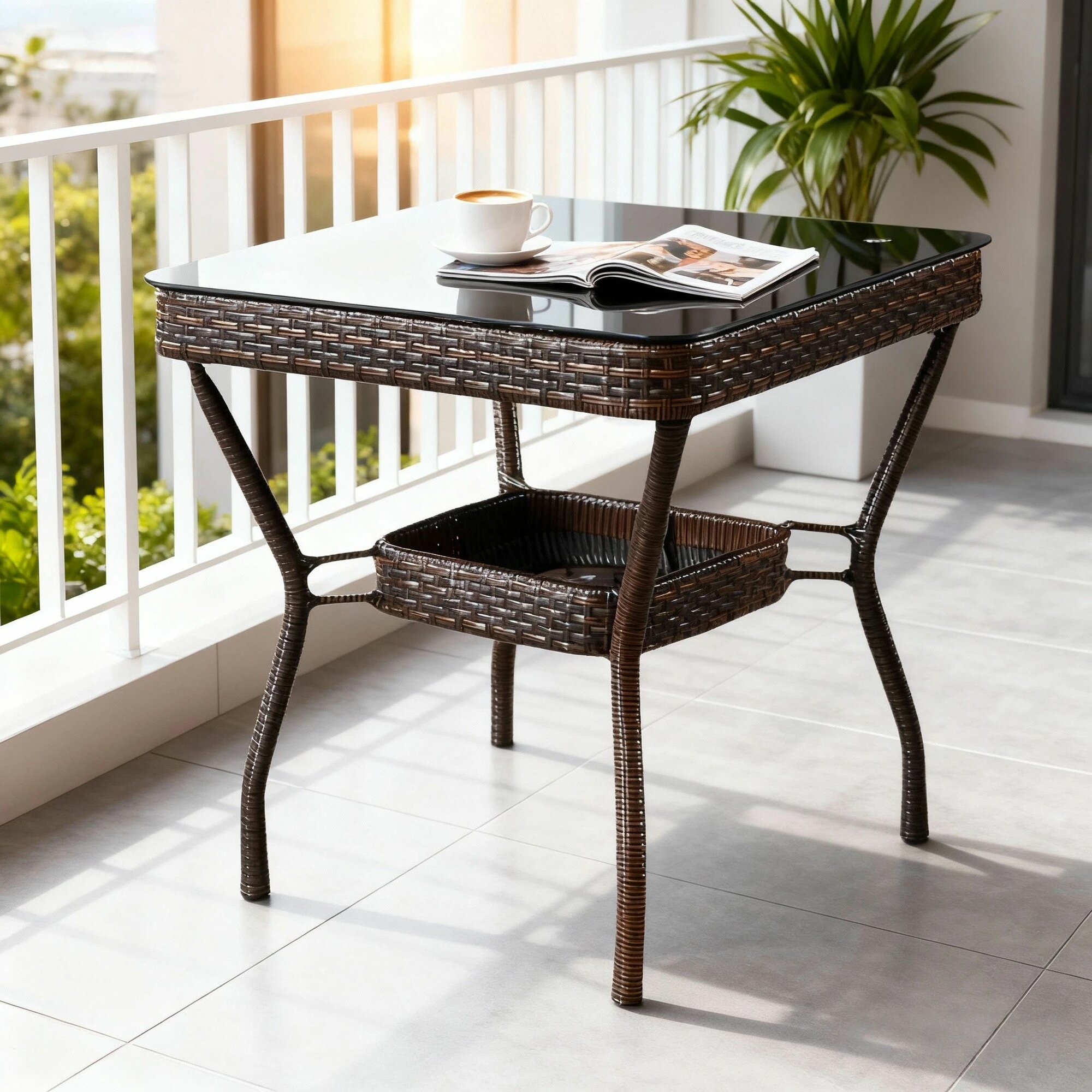 Стол садовый Джи Чонг Кружева Нью, металлический, прямоугольный, черный, 60x60 см