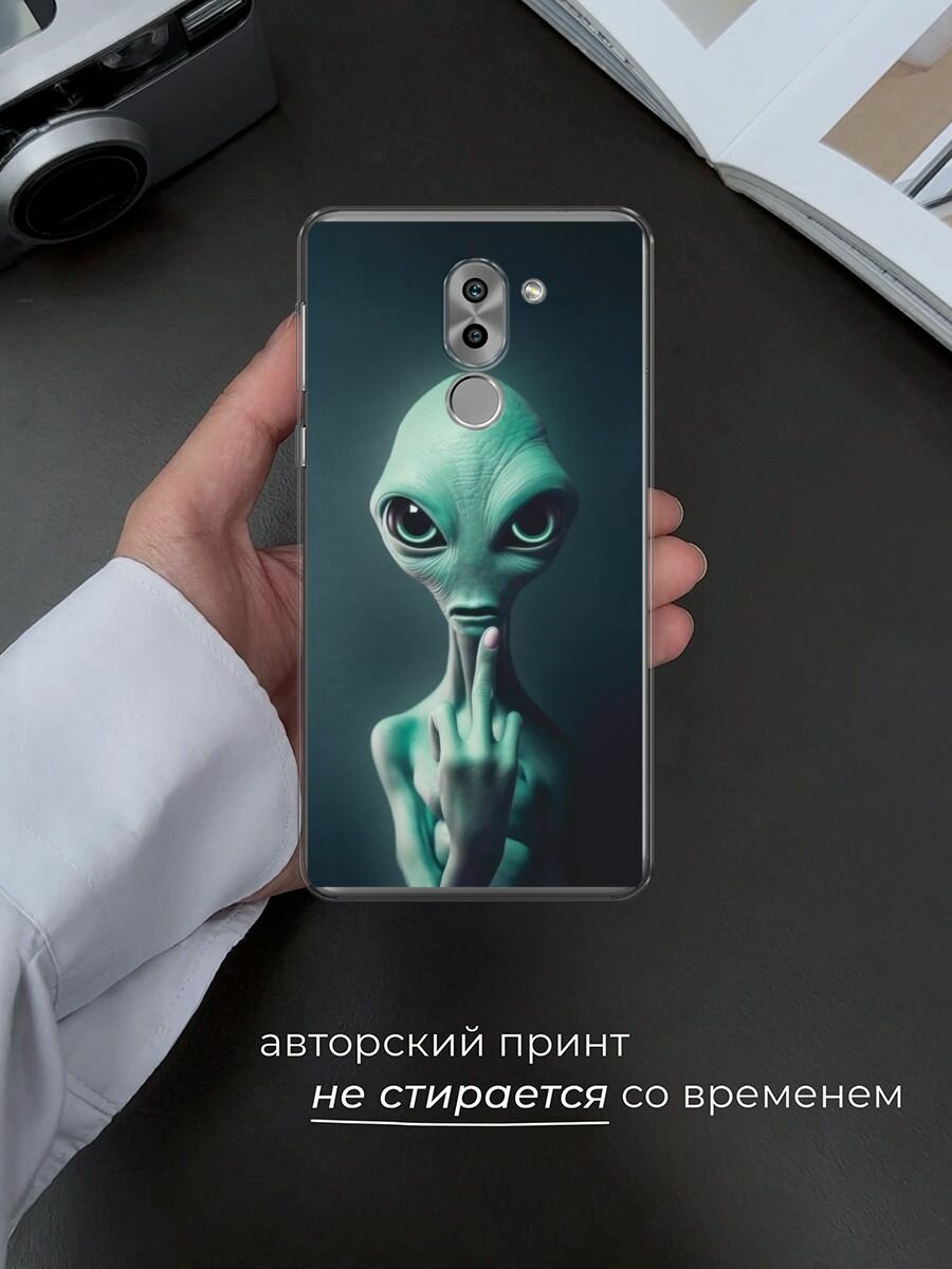 Силиконовый чехол на Honor 6X / Хонор 6Х с принтом "Жест пришельца" — фото 1