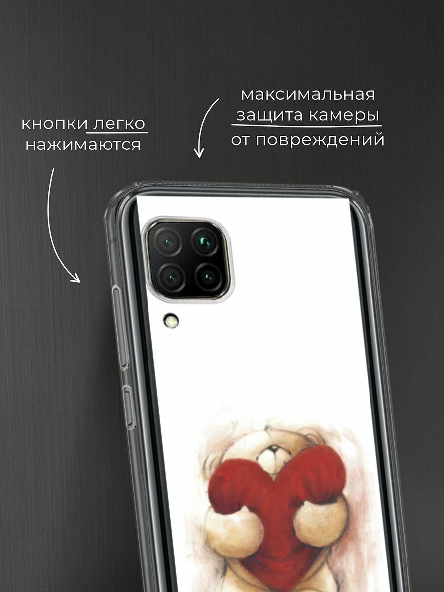 Чехол на Honor 30S Global/Huawei P40 Lite 5G/Nova 7 SE с принтом "Мишка с сердцем 1" — фото 1