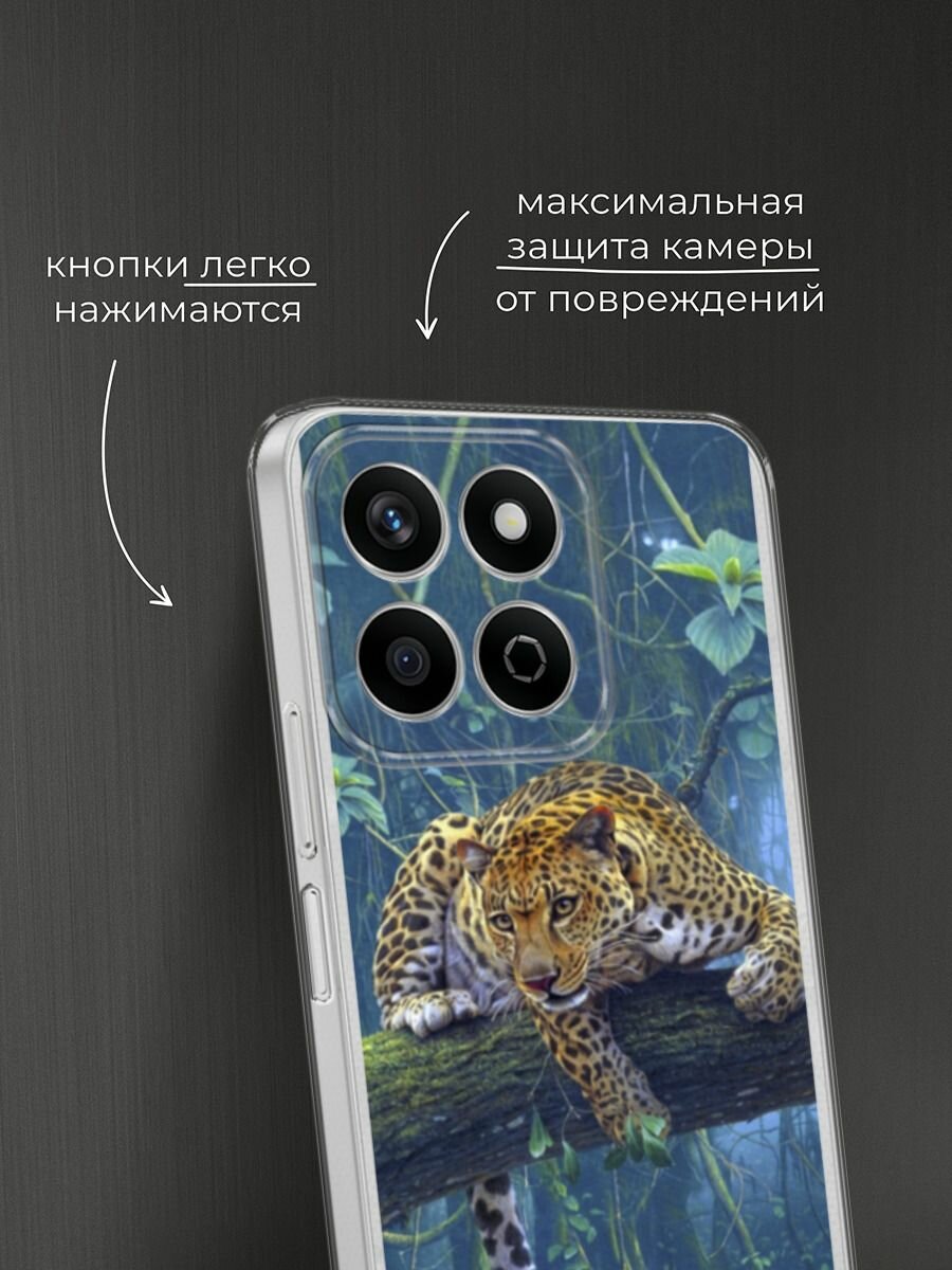 Силиконовый чехол на Honor X7c / Хонор X7c с принтом "Леопард охотник" — фото 1