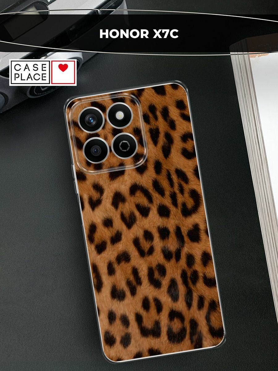 Силиконовый чехол на Honor X7c / Хонор X7c с принтом "Мех леопарда"