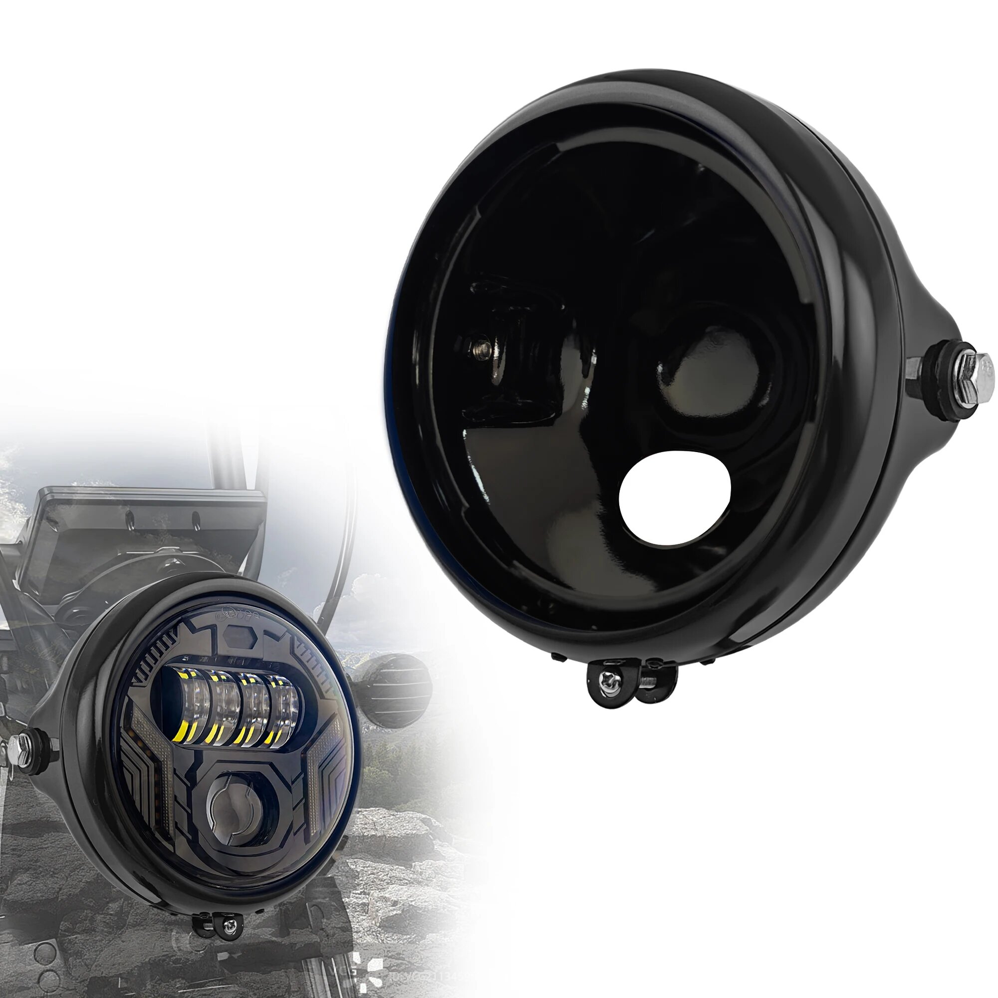 BOSYCY 5,75-дюймовый корпус фары мотоцикла, круглый чехол для фары мотоцикла 5, 3/4 дюйма - ведро для тяжелых условий эксплуатации