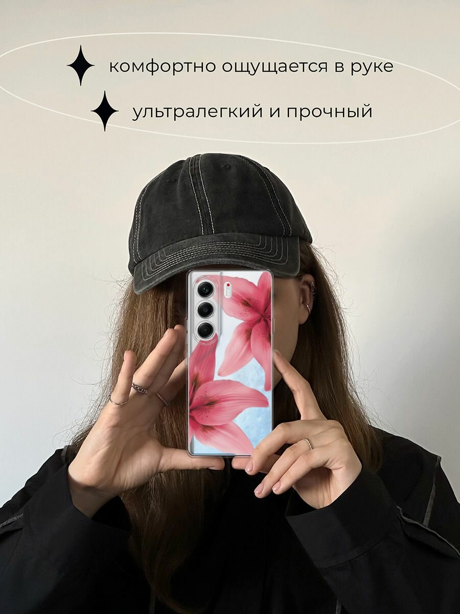 Чехол на Tecno Camon 40 Pro 5G / Текно Камон 40 Про 5G с принтом "Pink flower" — фото 1