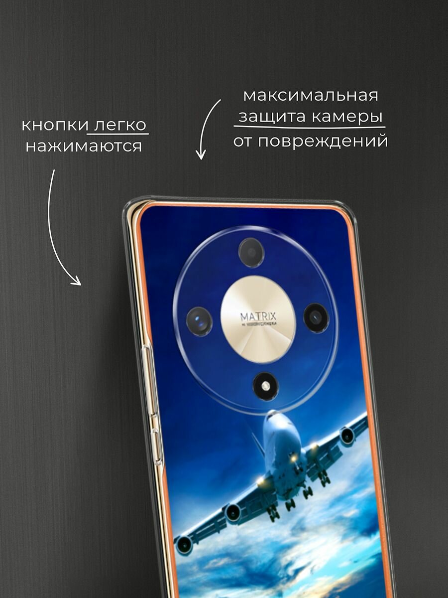 Силиконовый чехол на Honor X9b / Хонор X9B с принтом "Самолет в небе" — фото 1